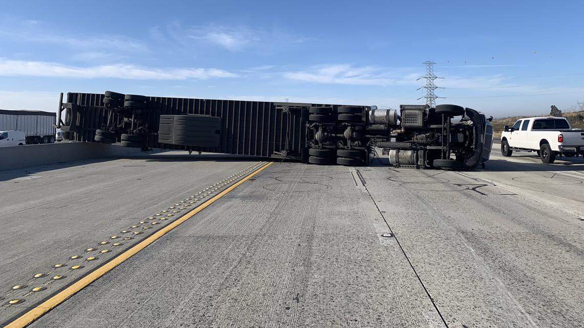 CA winds blow over semi trucks on 15 freeway, photos show | Sacramento Bee